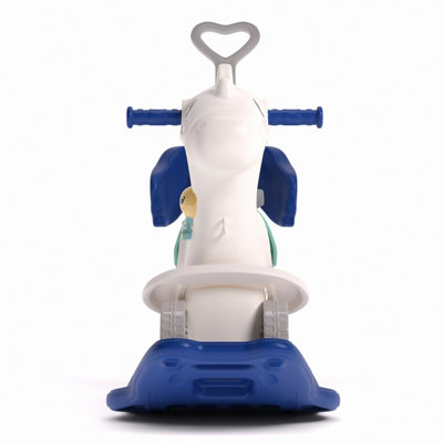 Blue 2-in-1 Rocking Horse Playset for Toddlers and Kids