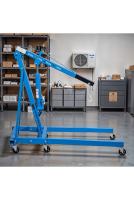 Blue 2 Ton Folding Hydraulic Engine Hoist with Lever Folding Engine ...