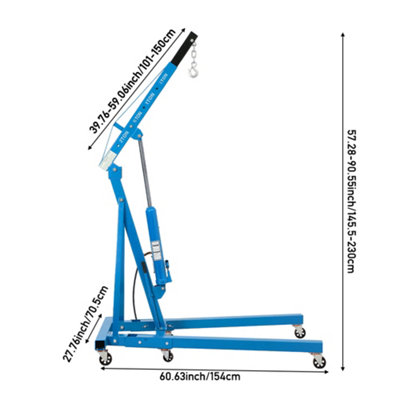 Blue 2 Ton Folding Hydraulic Engine Hoist with Lever Folding Engine ...