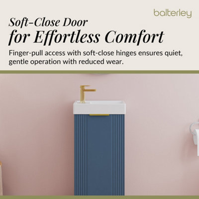 Blue 400mm Floor Standing Cloakroom Vanity Basin Unit with Brushed ...