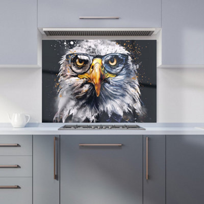 Blue And Gold Marble Effect Premium Glass Kitchen Splashback W900mm x ...