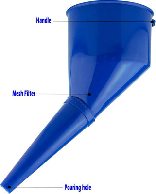 Blue Angled Fuel Funnel With Fine Mesh Filter Lightweight Funnel ...