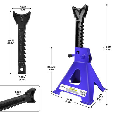 Blue Axle Jack Stand, 3 Ton Car Support Holding Stands, Pack of 2