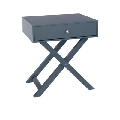 Blue Bedside Cabinet, Petite 1 Drawer Table with X-Leg Design - Options ...