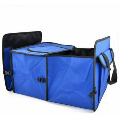 Blue car boot trunk storage organiser