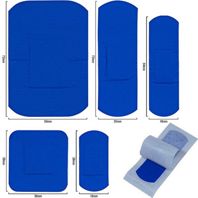 Blue Catering Waterproof Plasters Assorted Box of 100 Metal Detectable ...