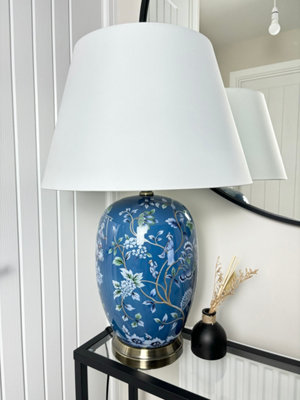 Blue Ceramic Table Lamp with Plain Shade