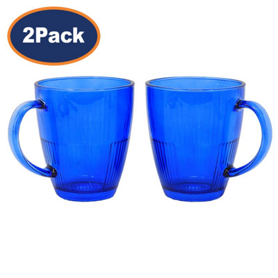 Blue Cups Glasses Clear Glass Tea Party Ribbed Design Beverage ...