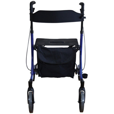 Blue Deluxe Ultra-Lightweight 4-Wheeled Rollator with Seat - Foldable ...