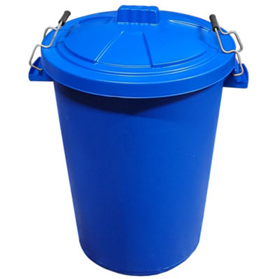 Blue Dustbin with Clip Locking Lid Plastic Dustbin for Home Garden ...