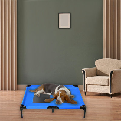 Blue Elevated Mesh Pet Bed Large