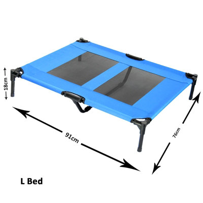 Blue Elevated Mesh Pet Bed Large