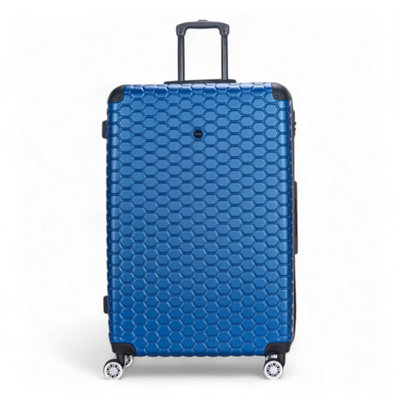 Blue Expandable Extra Large Hard Shell ABS 8 Wheel Luggage Travel Suitcase