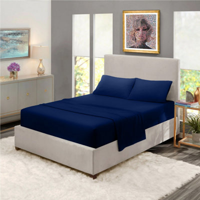 Blue Fitted Bed Sheets 40CM Deep Single & Super King Sizes Beds ...