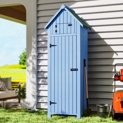 Blue Garden Tool Storage Box Outdoor Shed Cabinet Shelter Locker