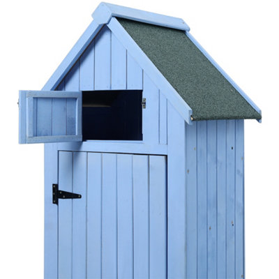 Blue Garden Tool Storage Box Outdoor Shed Cabinet Shelter Locker