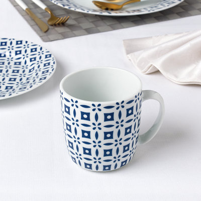 Blue Geometry 16-Piece Dinnerware Set