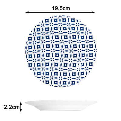 Blue Geometry 16-Piece Dinnerware Set