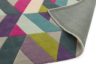 Blue Green Geometric Funky Handmade Luxurious Modern Wool Rug For ...