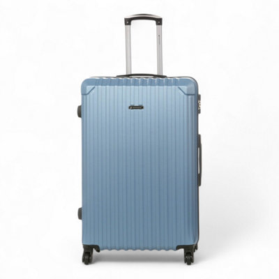Blue Hard Shell ABS 8 Wheels Luggage Travel Large Suitcase