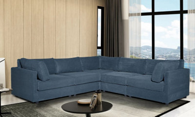 Blue Jumbo Cord Sofa Corner 2C2 Modular Sofa