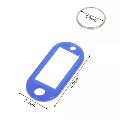 Blue Key Tags Pack of 100 Reusable Plastic Keyring Labels for Key ...