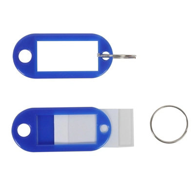 Blue Key Tags Pack of 100 Reusable Plastic Keyring Labels for Key ...