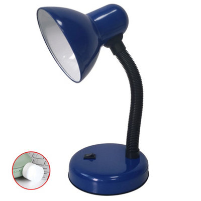 Blue LED Desk Lamp with Flexible Neck for Reading & Study