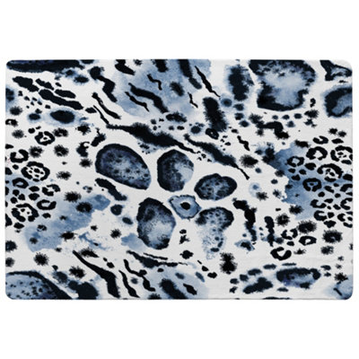 Blue Leopard Print Designer Special Soft Home Rug