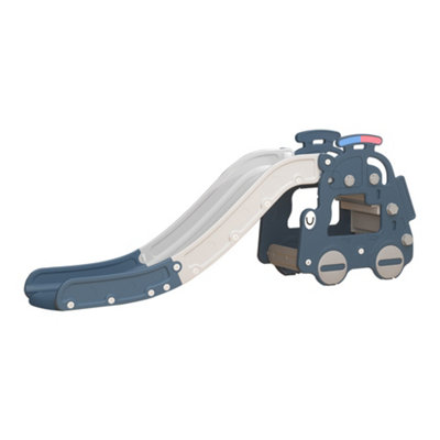 Blue Little Police Car-Themed Outdoor Toddler Climber and Slide Set