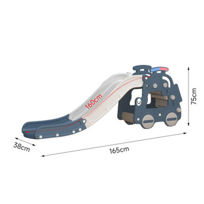 Blue Little Police Car-Themed Outdoor Toddler Climber and Slide Set