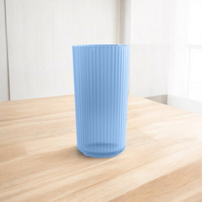 Blue Matte Plastic 21oz Ribbed Jumbo Drinking Cups - Set of 4