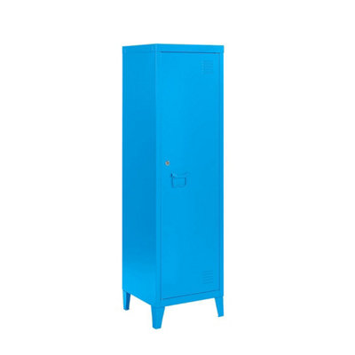 Blue Metal Tall 3 Shelve Locker Cabinet, 1 Door Wardrobe Storage ...