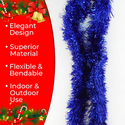 Blue Metallic Shiny Christmas Tinsel Garland for Xmas Tree & Home ...