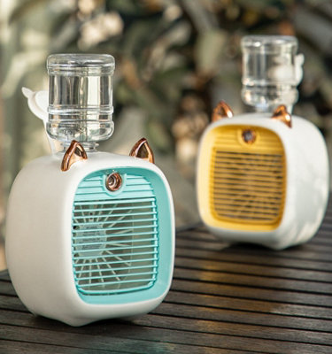 Blue Mini Cartoon Fox Misting Desktop Fan