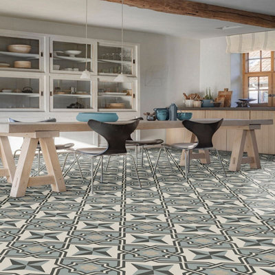 Blue Modern Wood Effect Anti-Slip Vinyl Flooring for Home, Shops ...