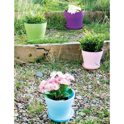 Blue Plastic Plant Pot - Weatherproof Colourful Home or Garden Planter ...