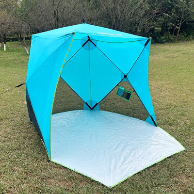 Blue Pop Up Family Beach Tent Sun Shade Camping Shelter 3-4 Person ...