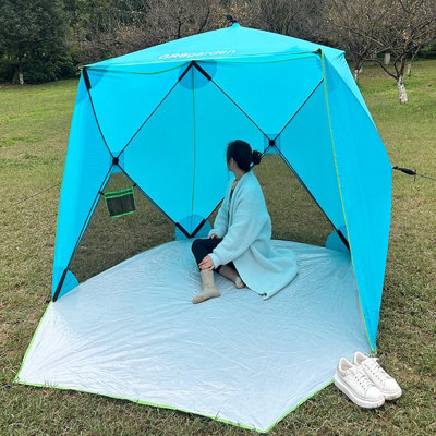 Blue Pop Up Family Beach Tent Sun Shade Camping Shelter 3-4 Person ...