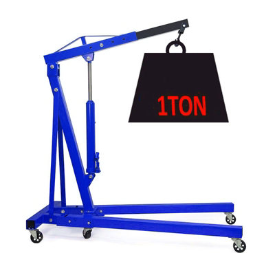 Blue Portable Hydraulic Engine Crane 1 Ton 2200lb Folding Mobile ...