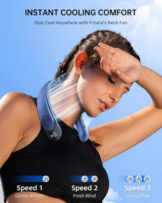 Blue Portable Neck Fan Rechargeable Neck Fans that Blow Cold Personal ...