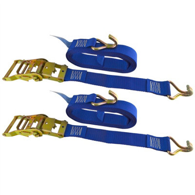 Blue Ratchet Strap Tie Down Trailer 5m Hook Cargo Strap 750kg Lashing x ...