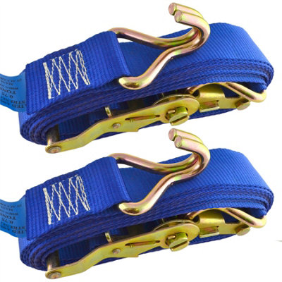Blue Ratchet Strap Tie Down Trailer 5m Hook Cargo Strap 750kg Lashing x ...