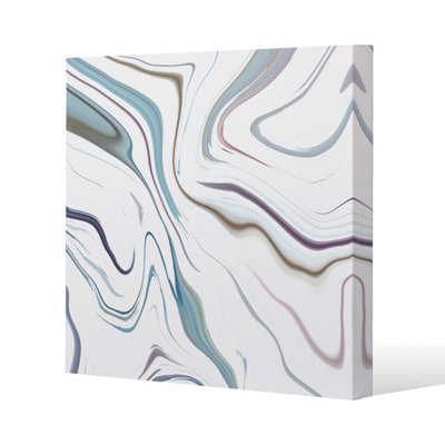 Blue Rippled Marble (Canvas Print) / 114 x 114 x 4cm