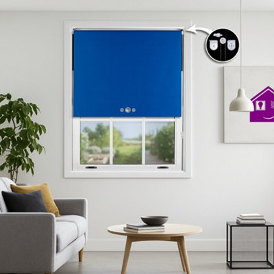 Blue Roller Blind with Triple Round Eyelet Design and Metal Fittings ...