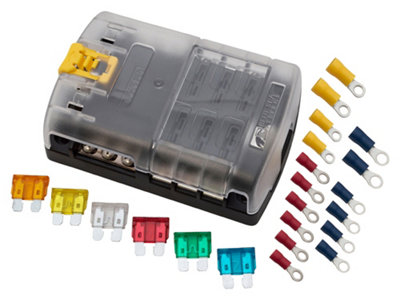 BLUE SEA 6-Way Blade Fuse Box Distribution Block Neg Bus Bar Kit With ...
