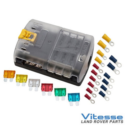 BLUE SEA 6-Way Blade Fuse Box Distribution Block Neg Bus Bar Kit With ...