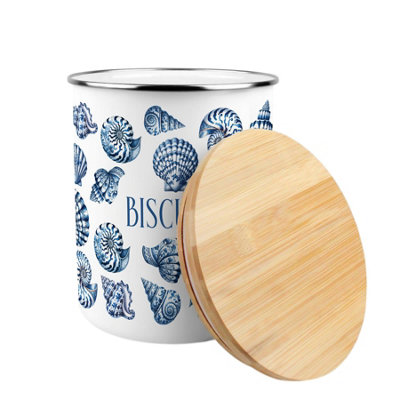 Blue Sea Shells Extra Large Biscuit Tin