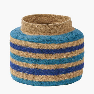 Blue Seagrass Cylindrical Storage Basket