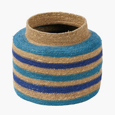 Blue Seagrass Cylindrical Storage Basket